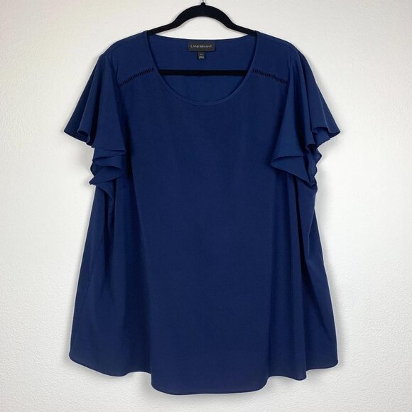 Lane Bryant | Tops | Lane Bryant Plus Size 22 Blue Short Sleeved Blouse ...